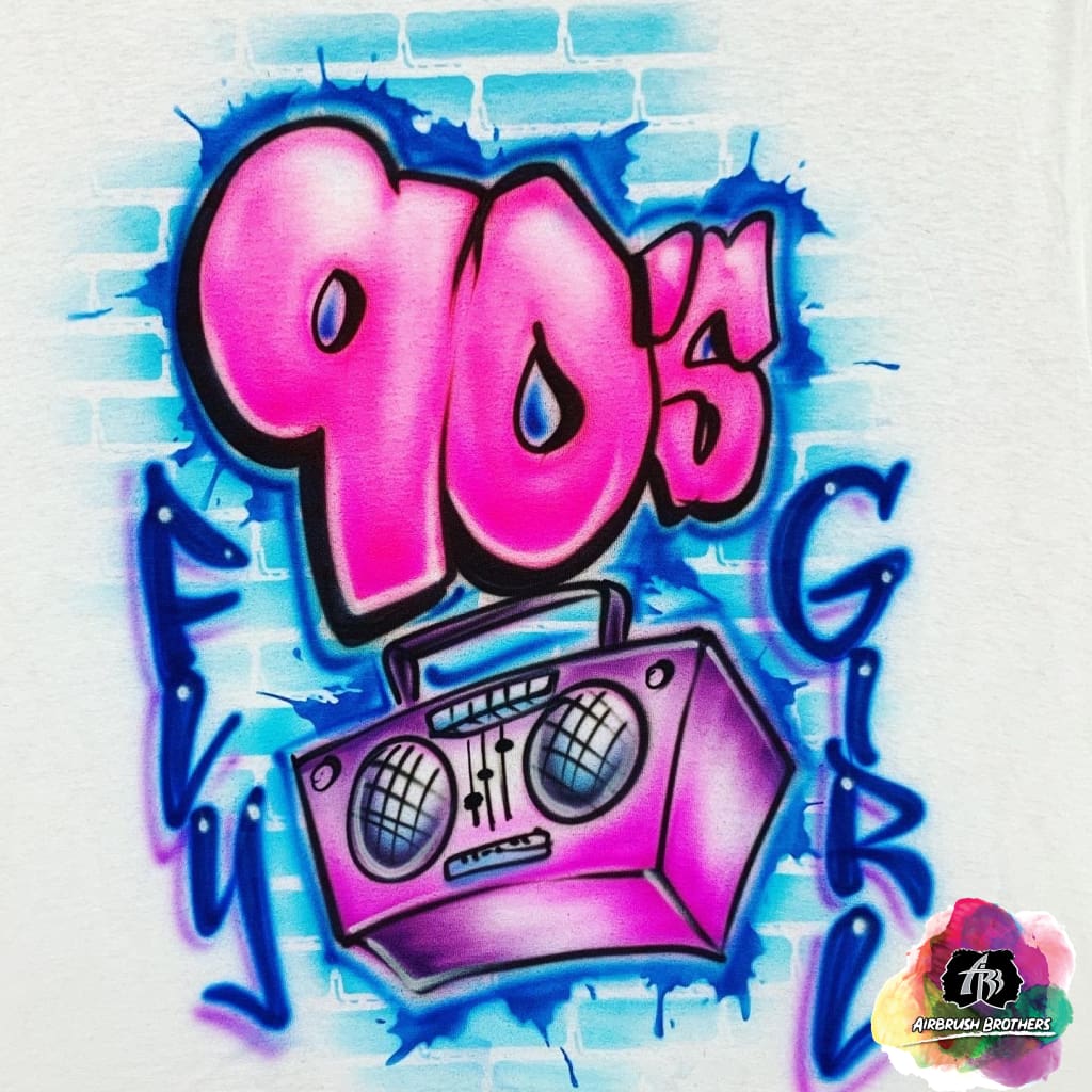Airbrush 90's Fly Girl w/ Boombox Shirt Design – Airbrush Brothers