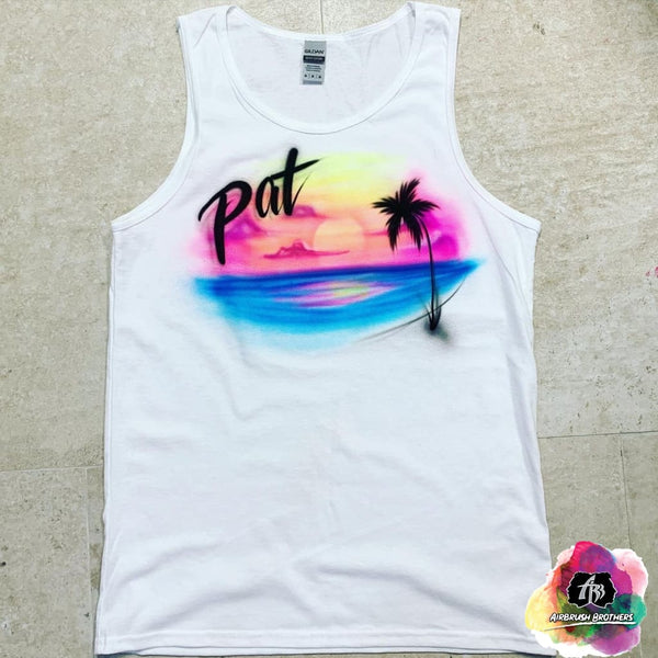 Airbrush Beach Sunset with Clouds Shirt Design – Airbrush Brothers