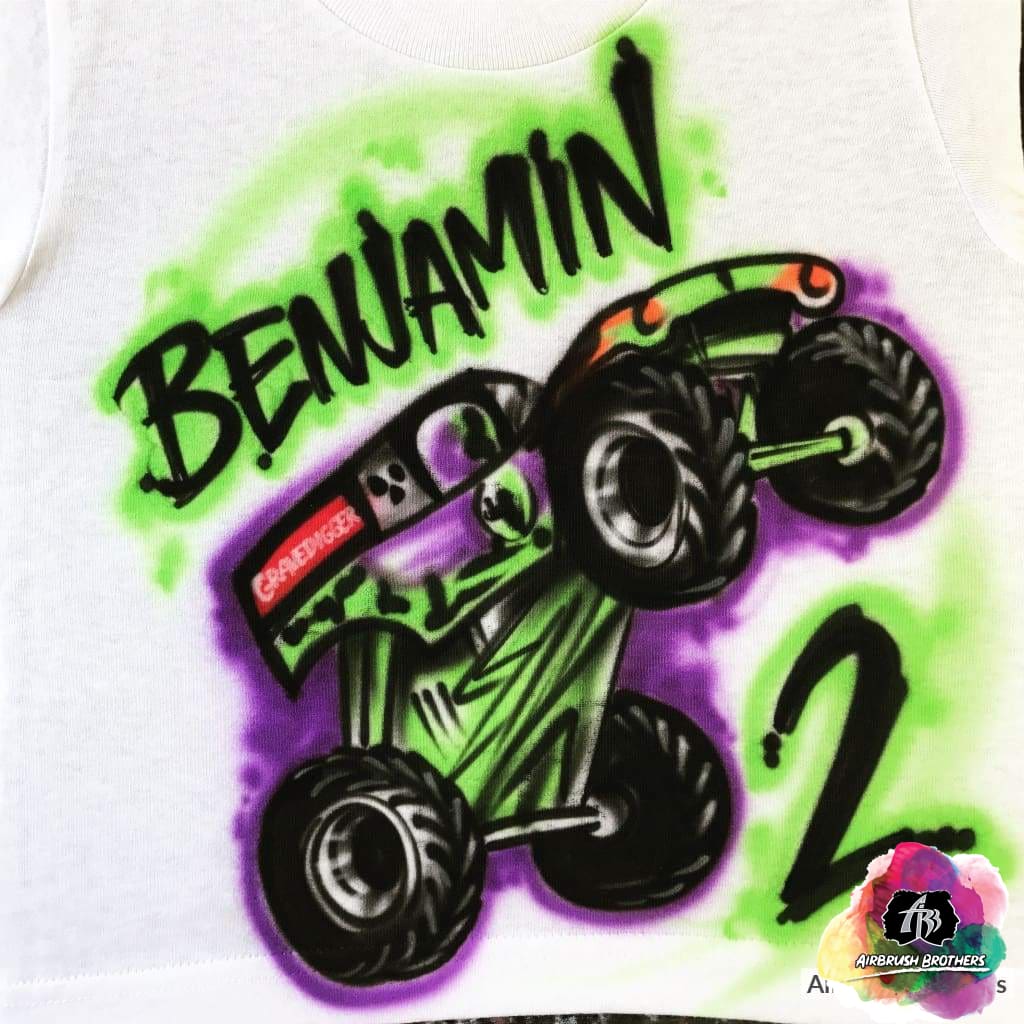 Airbrush Grave Digger Monster Truck Birthday Shirt Design – Airbrush ...