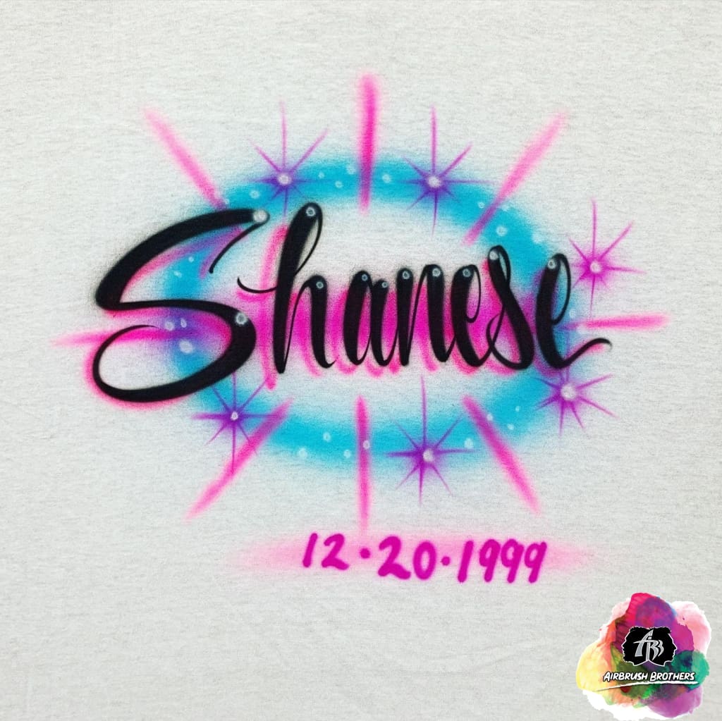 Airbrush Name with Starbursts Shirt Design – Airbrush Brothers